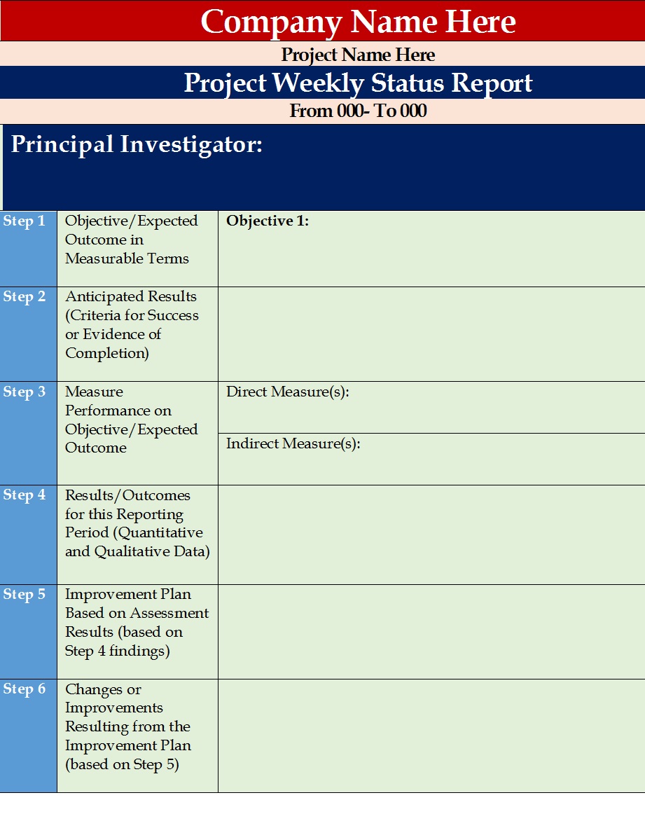 Weekly Status Report Template - Free Report Templates Weekly Status Report Template - Free Report Templates