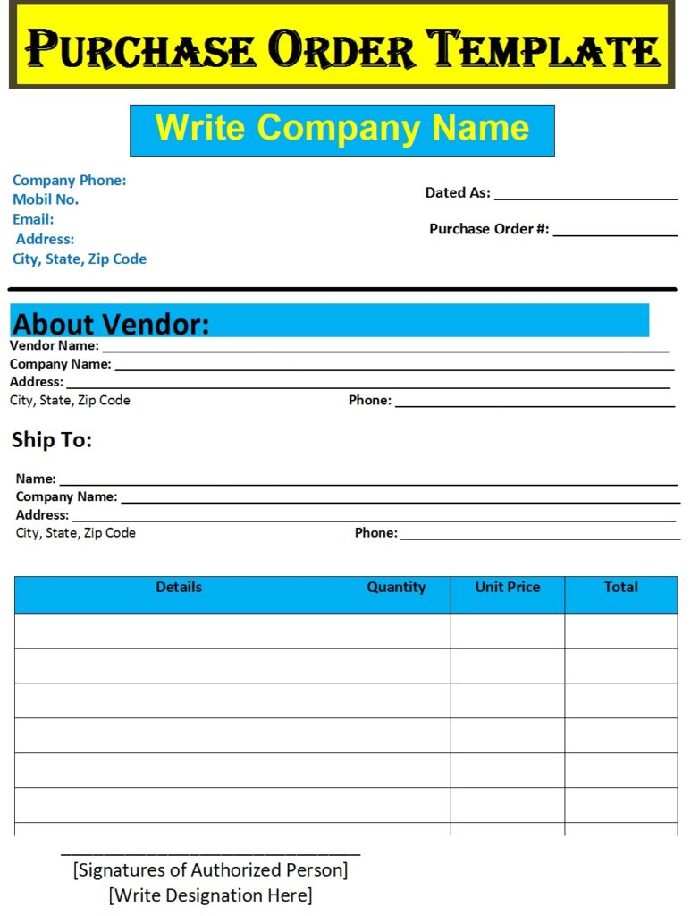 Purchase Order Templates - Free Report Templates Purchase Order Templates - Free Report Templates