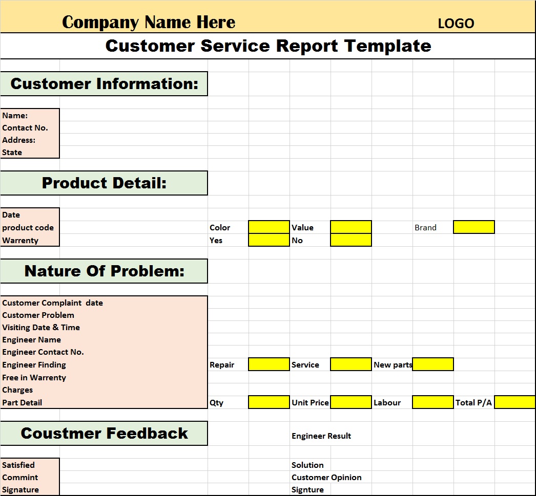 Customer Service Report Template Free Report Templates Customer Service Report Template Free Report Templates