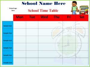 Top 5 Back To School Timetable Template - Free Report Templates