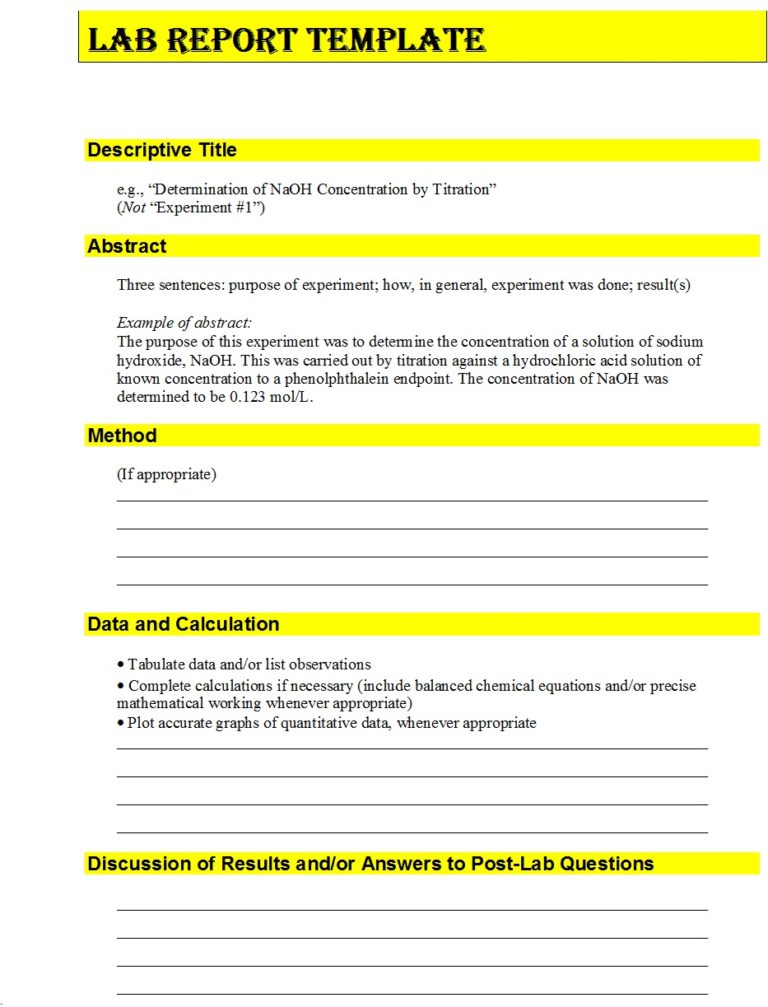 Free Lab Report Template - Free Report Templates