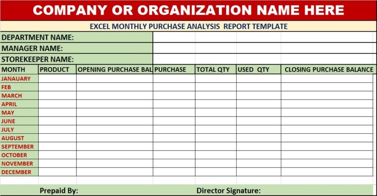 Monthly Purchase Analysis Report Template - Free Report Templates Monthly Purchase Analysis Report Template - Free Report Templates