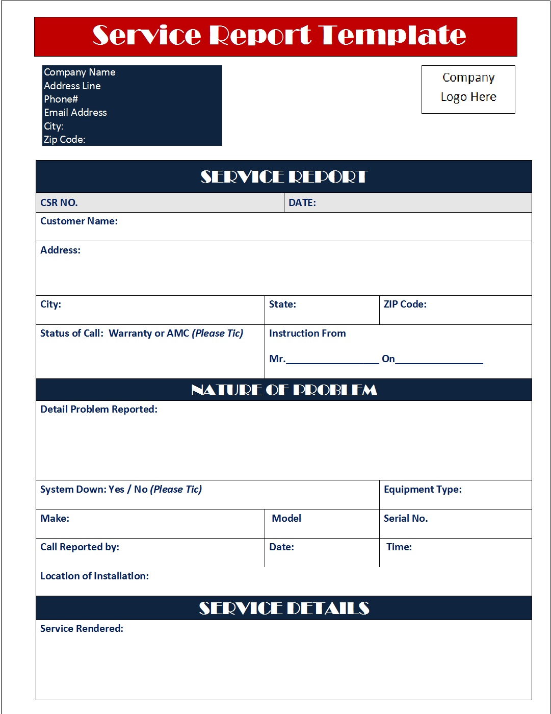 Free 10+ Service Report Templates - Free Report Templates