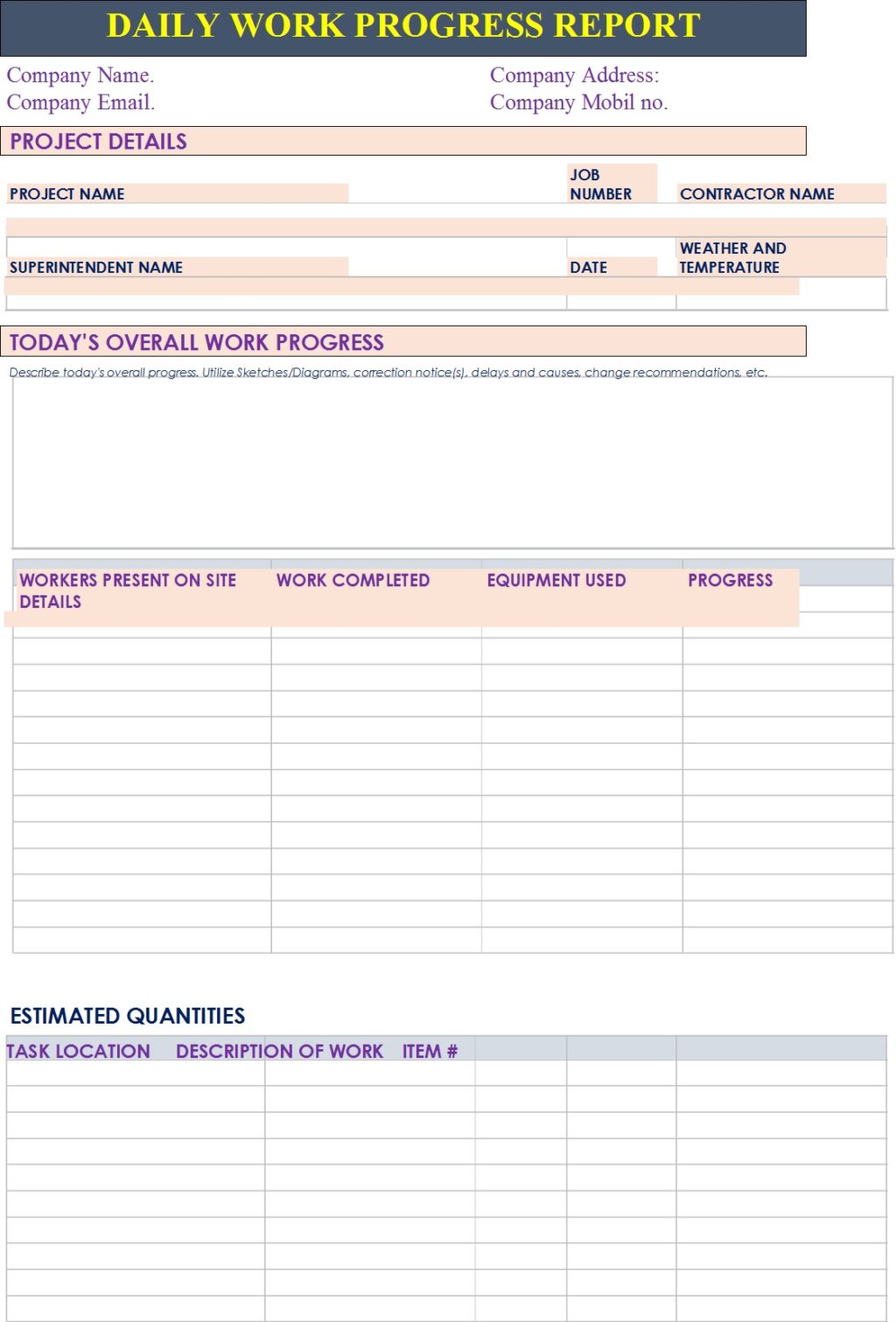 Daily Work Report Templates - Free Report Templates