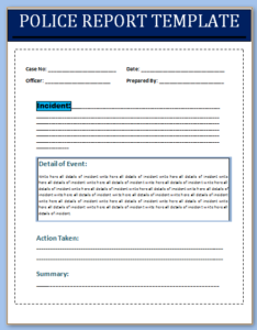 Free Police Report Template - Free Report Templates