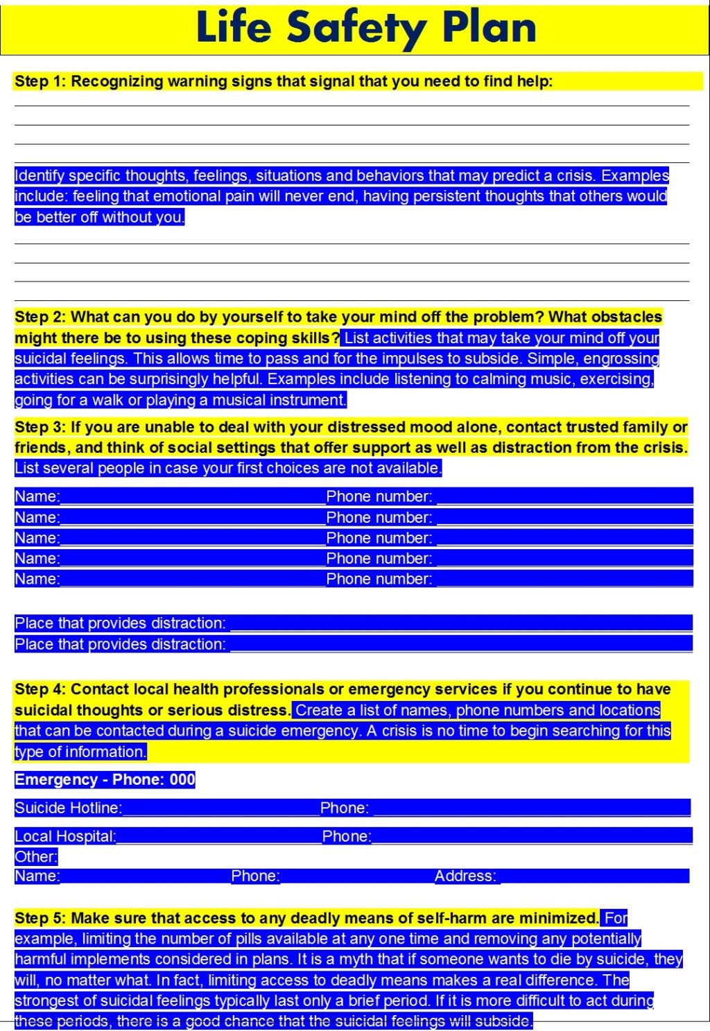 Life Safety Plan Templates - Free Report Templates