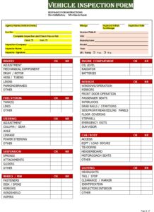 Vehicle Inspection Form Template - Free Report Templates