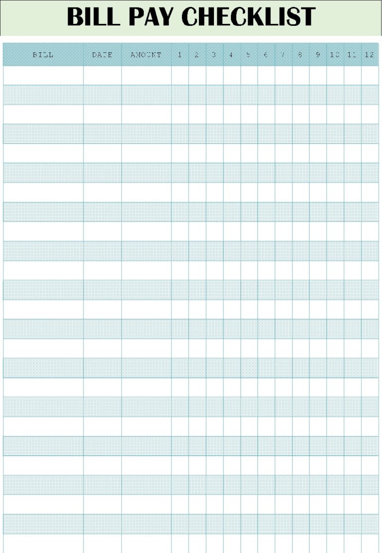 Best 5 Bill Pay Checklist Templates - Free Report Templates