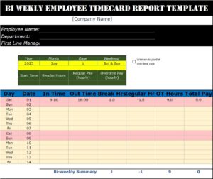 Employee Time Card Report Templates - Free Report Templates