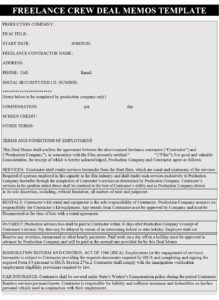 Deal Memo Film Templates - Free Report Templates
