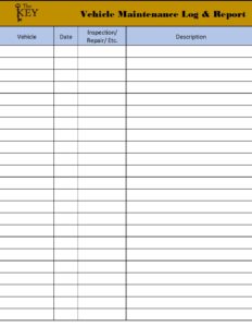 Vehicle Maintenance Log Templates - Free Report Templates