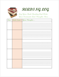 Free Reading Log Templates - Free Report Templates