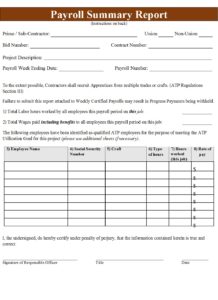 Payroll Summary Report Templates - Free Report Templates