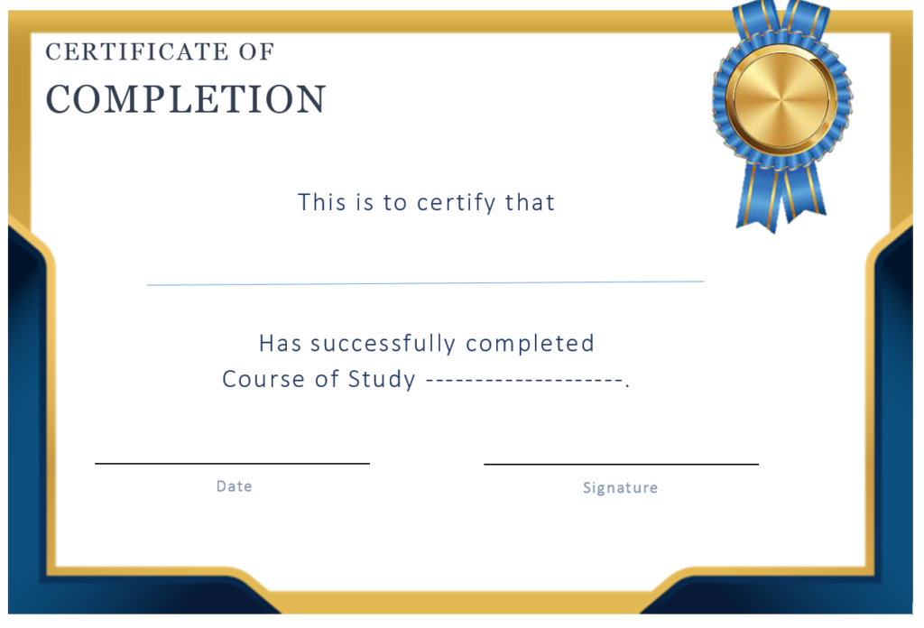 Certificate Of Completion Templates - Free Report Templates Certificate Of Completion Templates - Free Report Templates