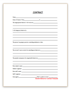 Behavior Contract Templates - Free Report Templates