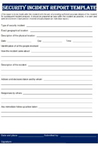 MS Word Security Incident Report Templates - Free Report Templates