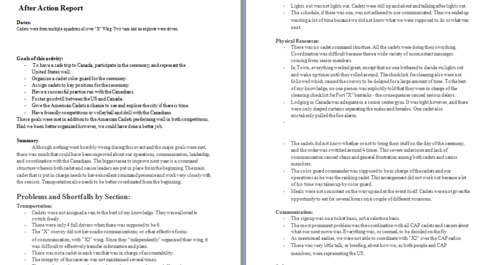 Word Best After Action Report Templates - Free Report Templates