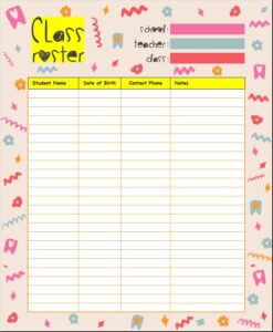 Class Roster Templates - Free Report Templates