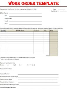 Best 10 Work Order Templates - Free Report Templates