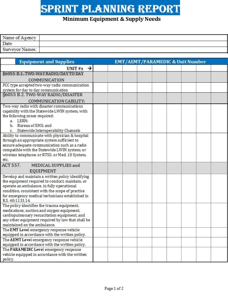 Sprint Planning Report Templates - Free Report Templates
