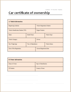 5 Certificate Of Ownership Templates - Free Report Templates