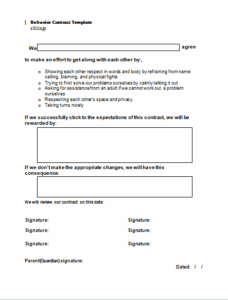 Behavior Contract Samples - Free Report Templates