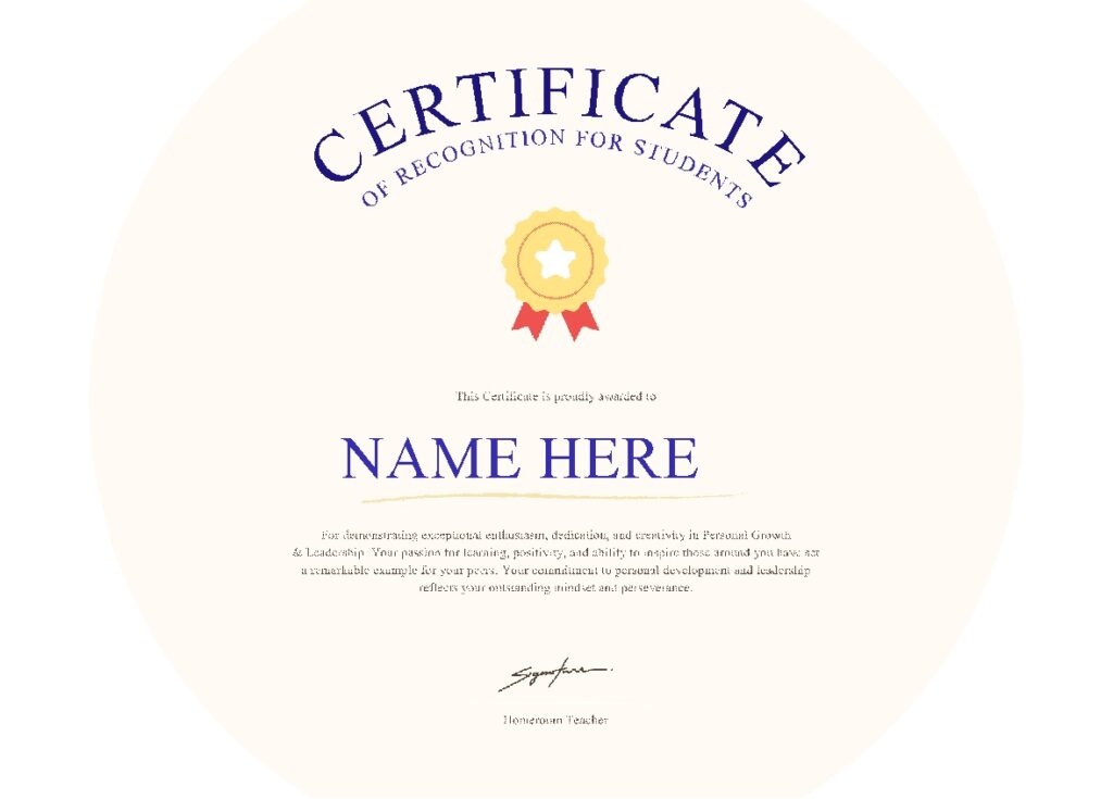 Student Recognition Certificate Templates - Free Report Templates