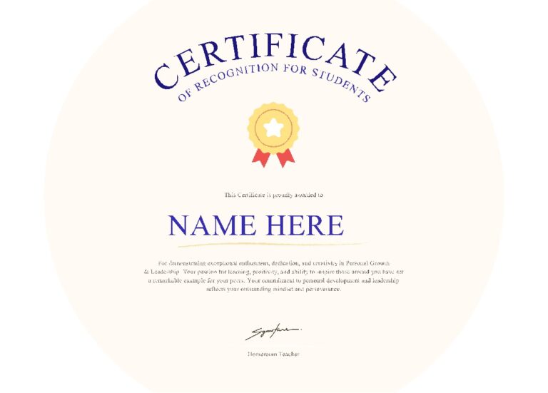 Student Recognition Certificate Templates - Free Report Templates