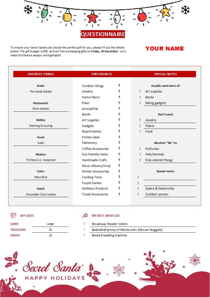 Best 10 Samples Of Questionnaire Form - Free Report Templates