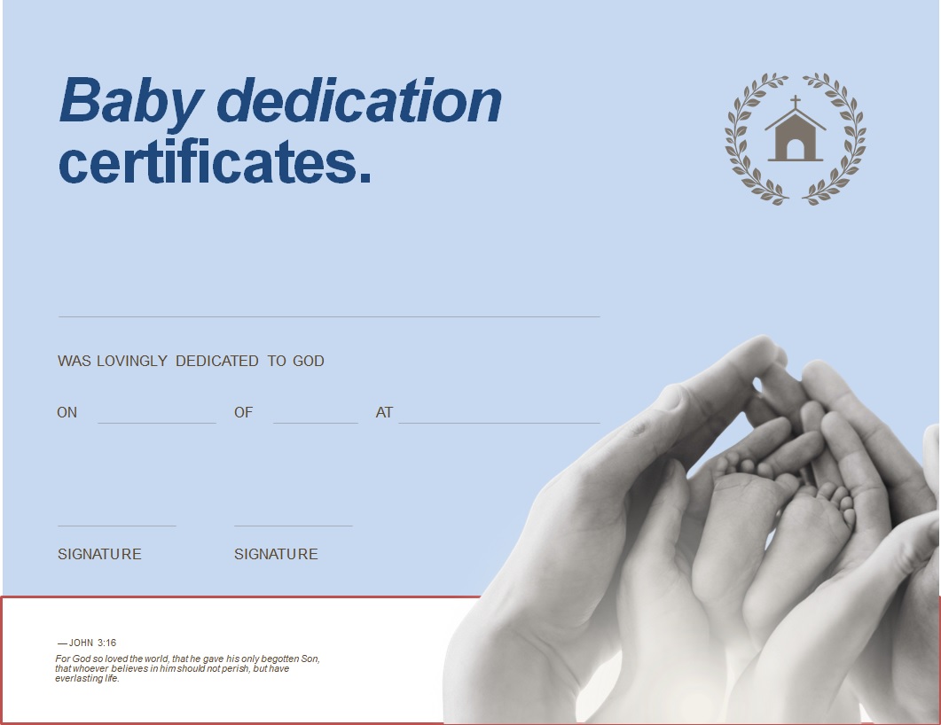Baby Dedication Certificate Template - Free Report Templates