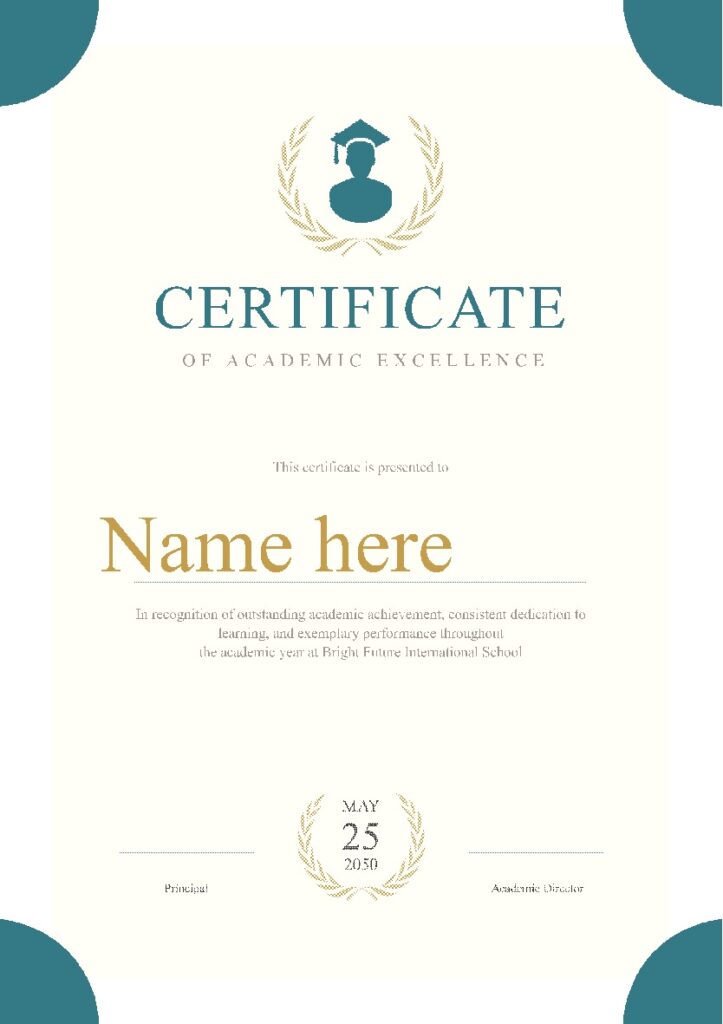 Certificate of Excellence Template - Free Report Templates