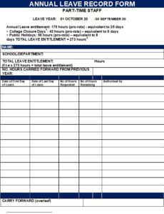 Annual Leave Record Report Template - Free Report Templates